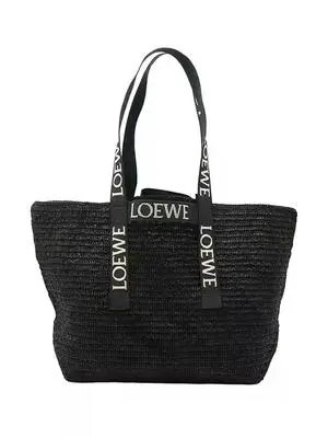 Loewe 2023-2026 Raffia Fold Shopper Tote Bag - Black