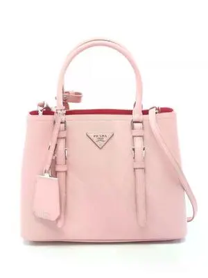 Prada 2010-2026 Small Saffiano Cuir Double Handle Satchel - Pink