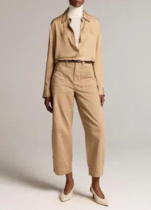 Vince Washed Cotton Twill Mid-rise Utility Pant - Carmello