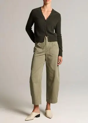 Vince Washed Cotton Twill Mid-rise Utility Pant - Sagewood