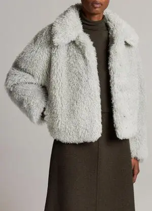 Vince Faux-fur Cropped Jacket - Stone Sage