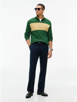 Tommy Hilfiger Cable Knit Striped Quarter-zip Sweater