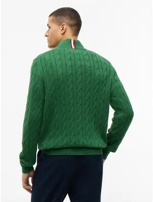 Tommy Hilfiger Cable Knit Striped Quarter-zip Sweater