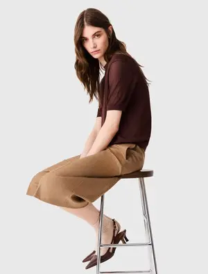 Maje Sheer Effect Layered Pullover - Brown