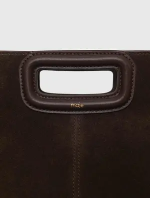 Maje Suede M Bag With Fringe - Dark Brown