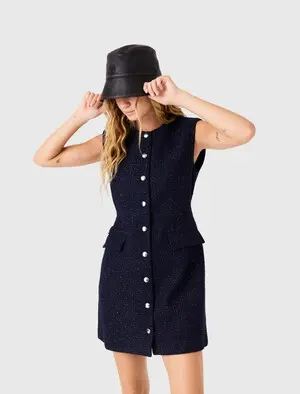 Maje Short Lurex Tweed Dress