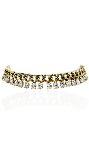 BAYEMEYC Dia Noche Crystal Choker Necklace - Gold