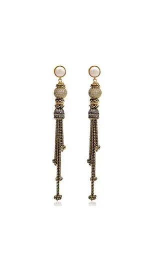BAYEMEYC Gold / White Senorita Dangle Earrings - Gold/white