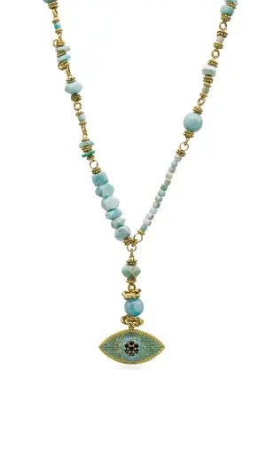 BAYEMEYC Nysra Turquoise Evil Eye Necklace - Blue