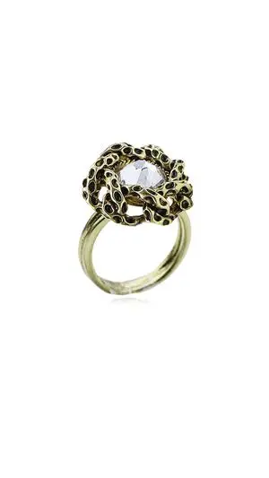 BAYEMEYC Noctavia Crystal Statement Ring - Gold