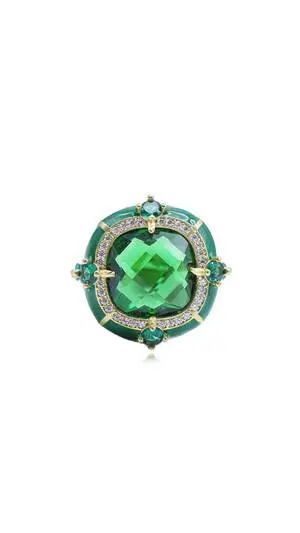 BAYEMEYC Varys Crystal Statement Ring - Green/gold