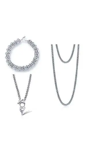 BAYEMEYC Opia Chain Necklace Set - Silver