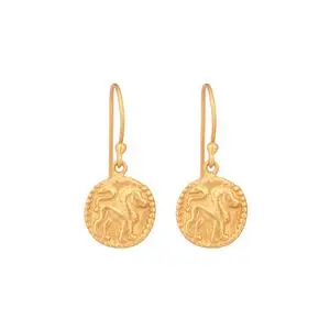 OPIUM JEWELS Vintage Plated Shiva Dog Earrings - Gold