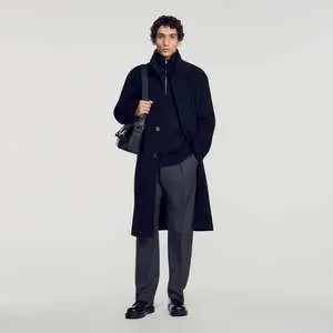 Sandro Long Wool And Cashmere Coat