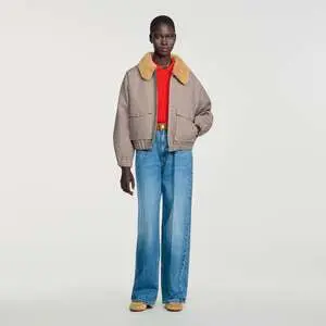 Sandro Faux Fur-lined Check Coat