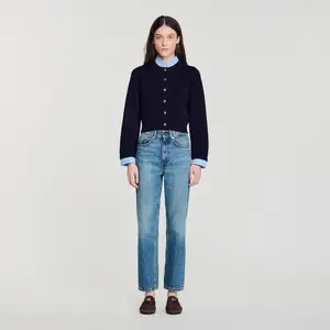 Sandro Two-tone Origami Collar Cardigan