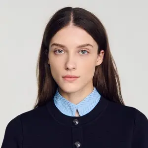 Sandro Two-tone Origami Collar Cardigan