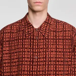 Sandro Shirt With Velvet Flocking - Burnt Orange