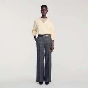 Sandro Checked Straight-leg Trousers - Grey