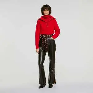Sandro Zip-neck Knit Sweater - Red