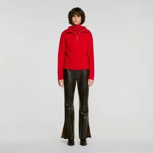 Sandro Zip-neck Knit Sweater