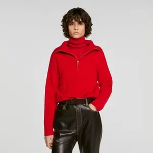 Sandro Zip-neck Knit Sweater