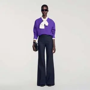 Sandro Wool Suit Trousers - Navy Blue
