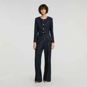 Sandro Decorative Tweed Trousers - Blue