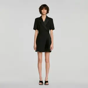 Sandro Short Lace Wrap Dress With Tailored Collar