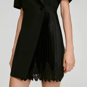Sandro Short Lace Wrap Dress With Tailored Collar