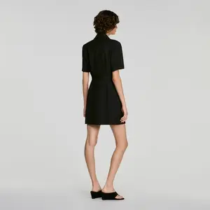 Sandro Short Lace Wrap Dress With Tailored Collar