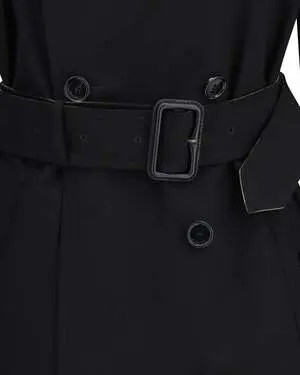 Burberry Long Gabardine Trench Coat With Check Collar
