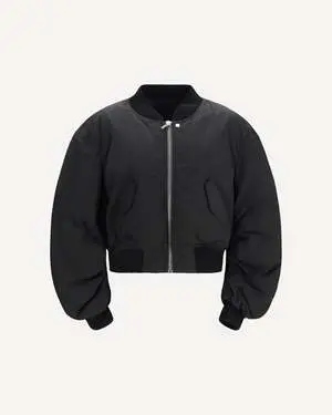 Rick Owens Bomber Jacket With Gathered Sleeves