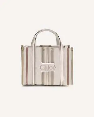 Chloé Small Woody Loop Canvas Tote Bag - Beige