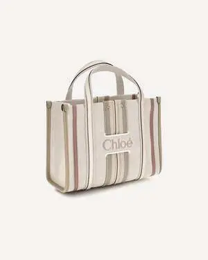 Chloé Small Woody Loop Canvas Tote Bag - Beige