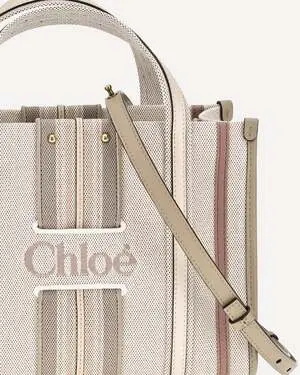 Chloé Small Woody Loop Canvas Tote Bag - Beige