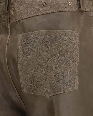 GOLDEN GOOSE Melany Leather Pants With Embroidery