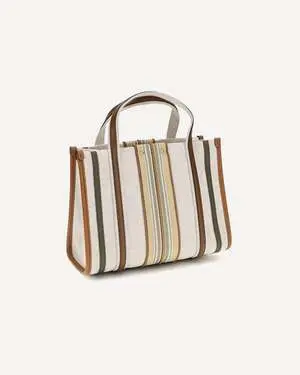 Chloé Small Woody Loop Canvas Tote Bag - Beige