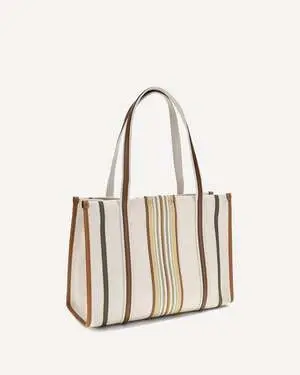 Chloé Woody Loop Canvas Tote Bag - Beige