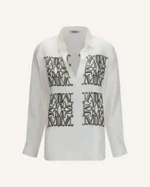 Max Mara Printed Silk Twill Shirt - White
