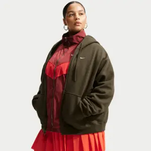 Nike Studio Fleece Medium Weight Oversized Full-zip Hoodie - Brown