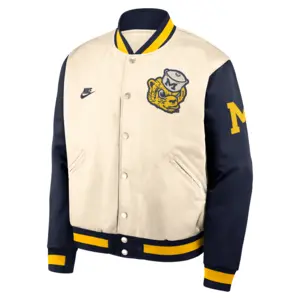 Nike Michigan Legacy College Full-snap Bomber Jacket - Brown
