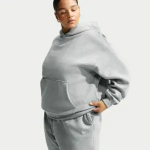 Nike Studio Fleece Medium Weight Oversized Pullover Hoodie - Grey