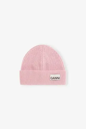 GANNI Rib Knit Wool Beanie