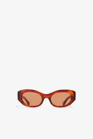 GANNI X Ace & Tate Tiger's Eye Dakota Sunglasses - Beige