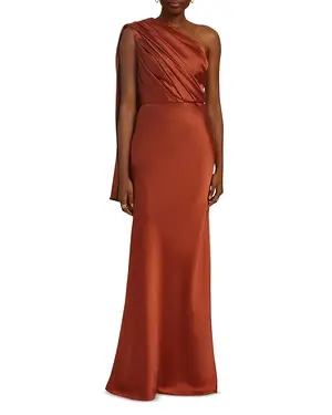 Amsale One Shoulder Drape Gown