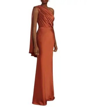 Amsale One Shoulder Drape Gown