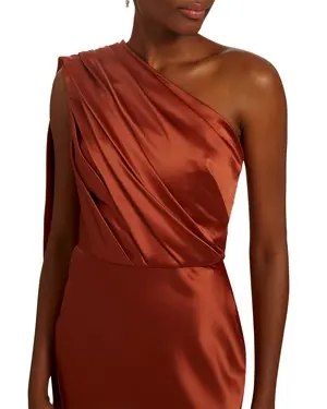 Amsale One Shoulder Drape Gown