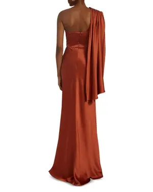 Amsale One Shoulder Drape Gown