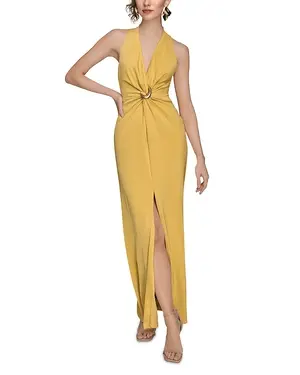 Donna Karan New York V-neck Satin Gown